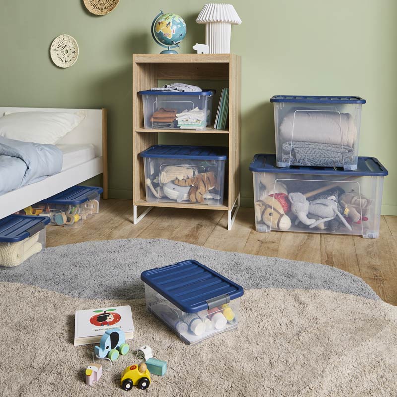 Boite de rangement 'Wavebox' 10L transp/bleu 37.5x26.5x15cm - L'Incroyable